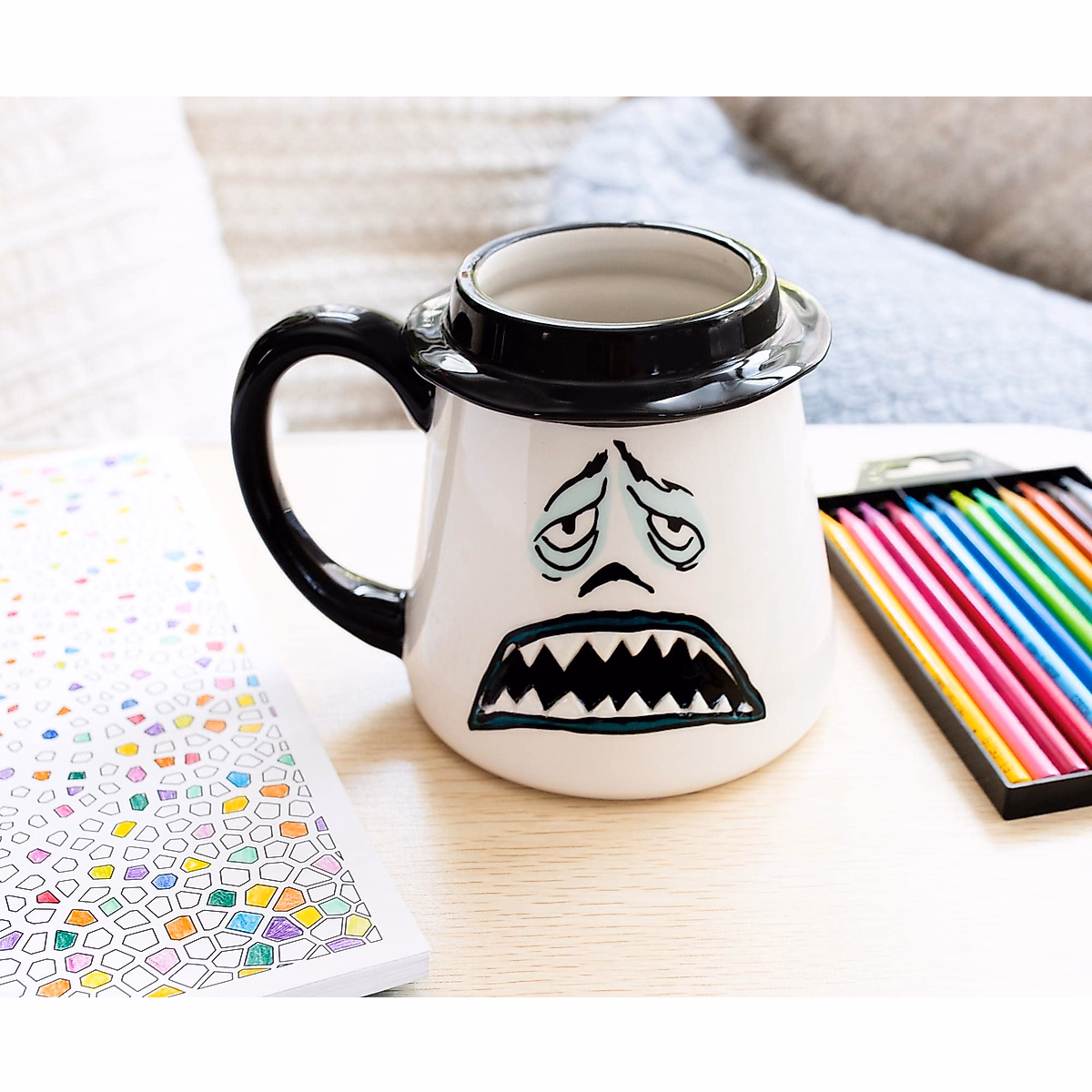 Disney The Nightmare Before Christmas Mayor Faces 3D Ceramic Mug | Large 20-Ounce Coffee Cup For Espresso, Tea