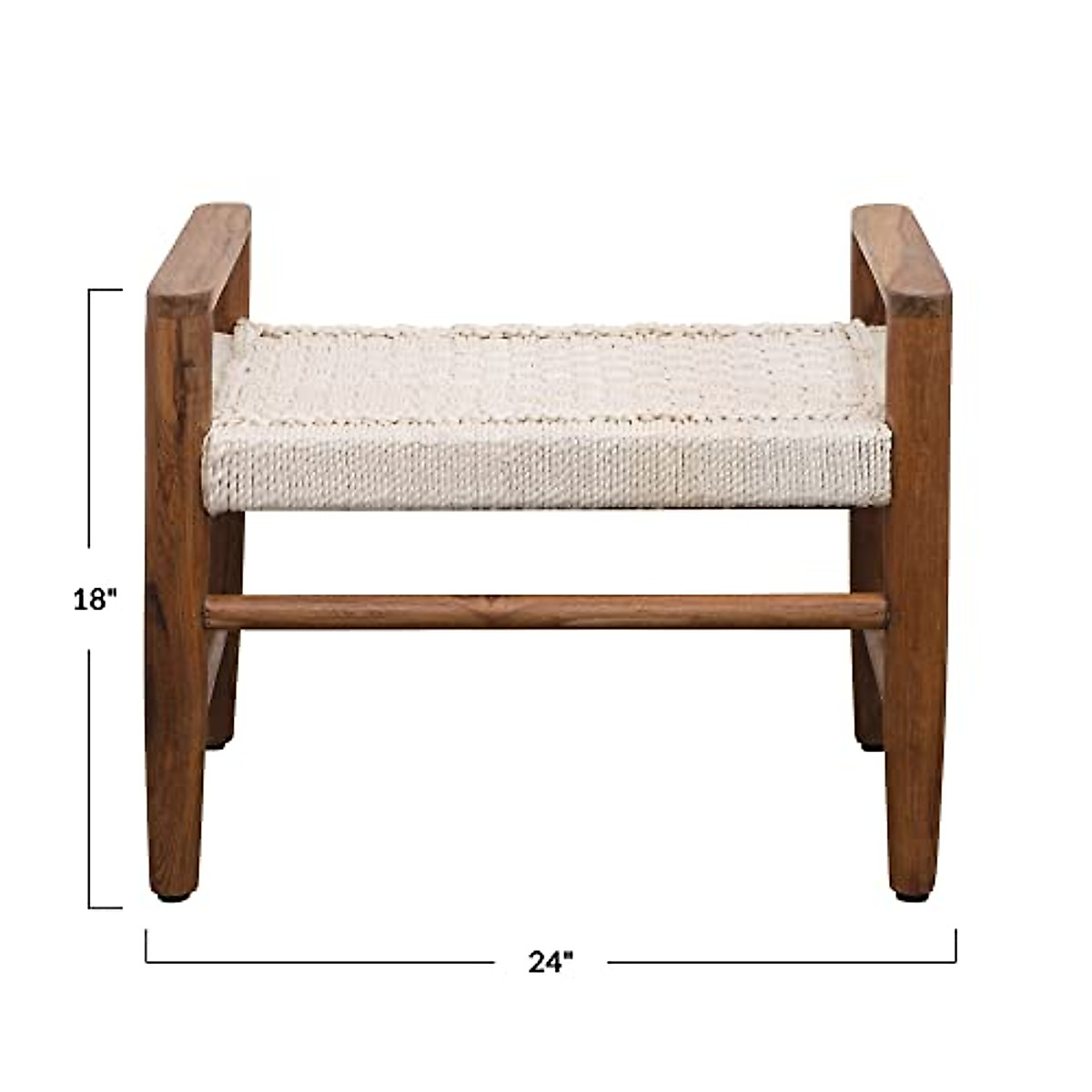 Bloomingville Teak Wood & Hand-Woven Cotton Rope, Natural Bench