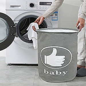 BOOHIT Storage Baskets,Canvas Fabric Laundry Hamper-Collapsible Storage Bin with Handles,Toy Organizer Bin for Kid's Room,Office,Nursery Hamper, Home Decor (Thumb)