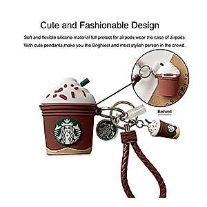 Compatible with AirPod 1/2 Case, Cute 3D Cartoon Funny for Kids Girls Teens Boys Cover, Soft Silicone Fashion Character Skin Cases (Coffee Brown)