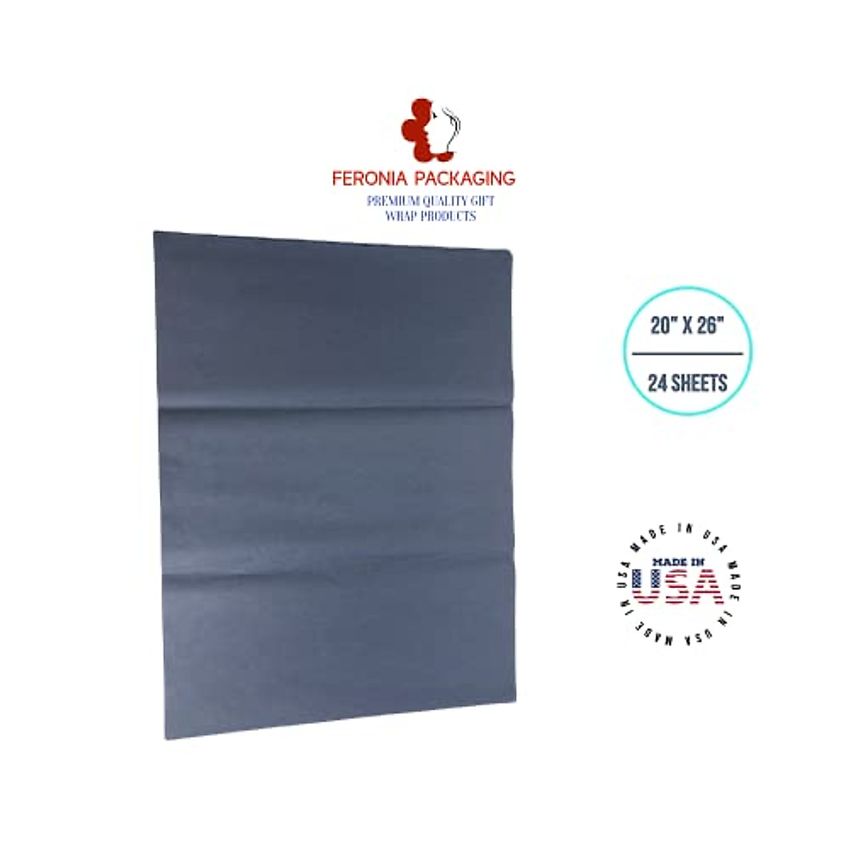 Navy Blue Tissue Paper Squares, Bulk 24 Sheets, Premium Gift Wrap and Art Supplies for Birthdays, Holidays, or Presents by Feronia packaging, Large 20 Inch x 26 Inch