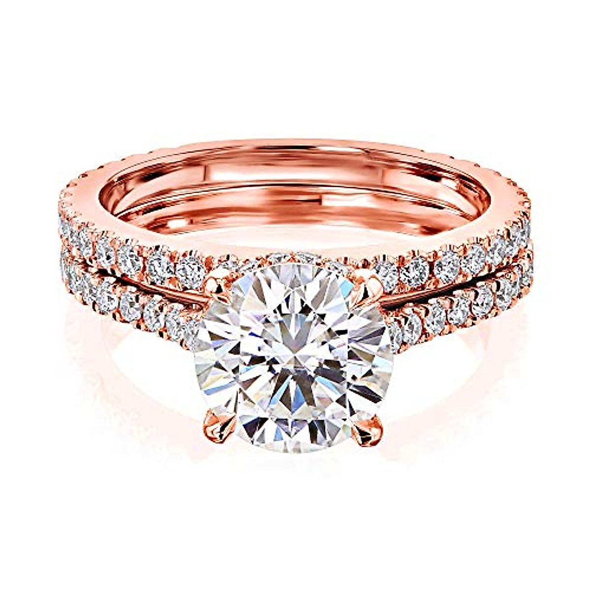 Kobelli 2ct Round Forever One Moissanite Fancy Hidden Halo Set - white-gold / 6.5