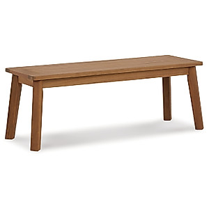 Signature Design by Ashley Janiyah Casual Outdoor Dining Bench, Light Brown