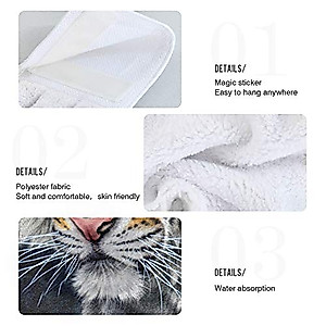 STAYTOP Cool Tiger Art Painting Hand Towels Set of 2, Soft and Fast Absorbent Hanging Towels or Magic Stickers with Hanging Loops for Kitchen, Bathroom 12x17In