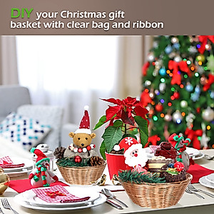 20 Pieces Woven Bread Baskets Plastic Round Basket 7 Inch Small Baskets for Gifts Empty Food Baskets for Serving Brown Food Storage Basket Woven Baskets for Fruits Vegetables Snacks Kitchen Restaurant