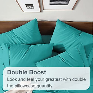 Swift Home Cal King 6-Piece Microfiber Sheet Sets (Includes 2 Bonus Pillowcases), Ultra-Soft Brushed - Extremely Durable - Easy Fit - Wrinkle Resistant, Cal King, Larkspur Blue