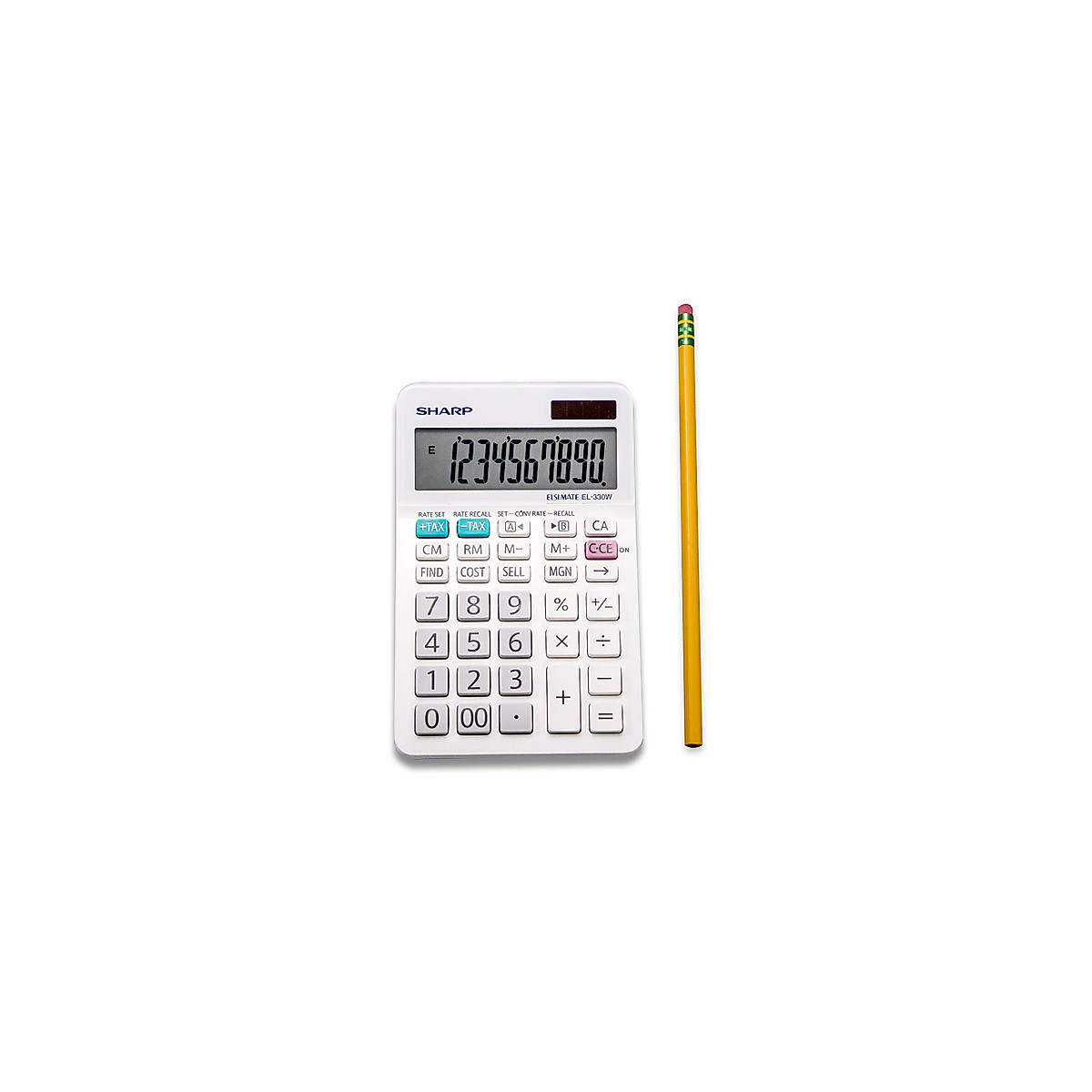 Sharp EL-330WB Standard Function Basic Desktop Calculator, Large Display, For Home and Office, Dual Power, Solar and Battery
