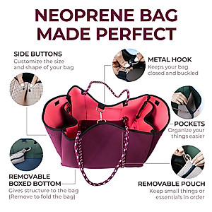 POPUPS Neoprene Large Tote Bags, Berry - Lightweight and Water-Resistant Neoprene Bag