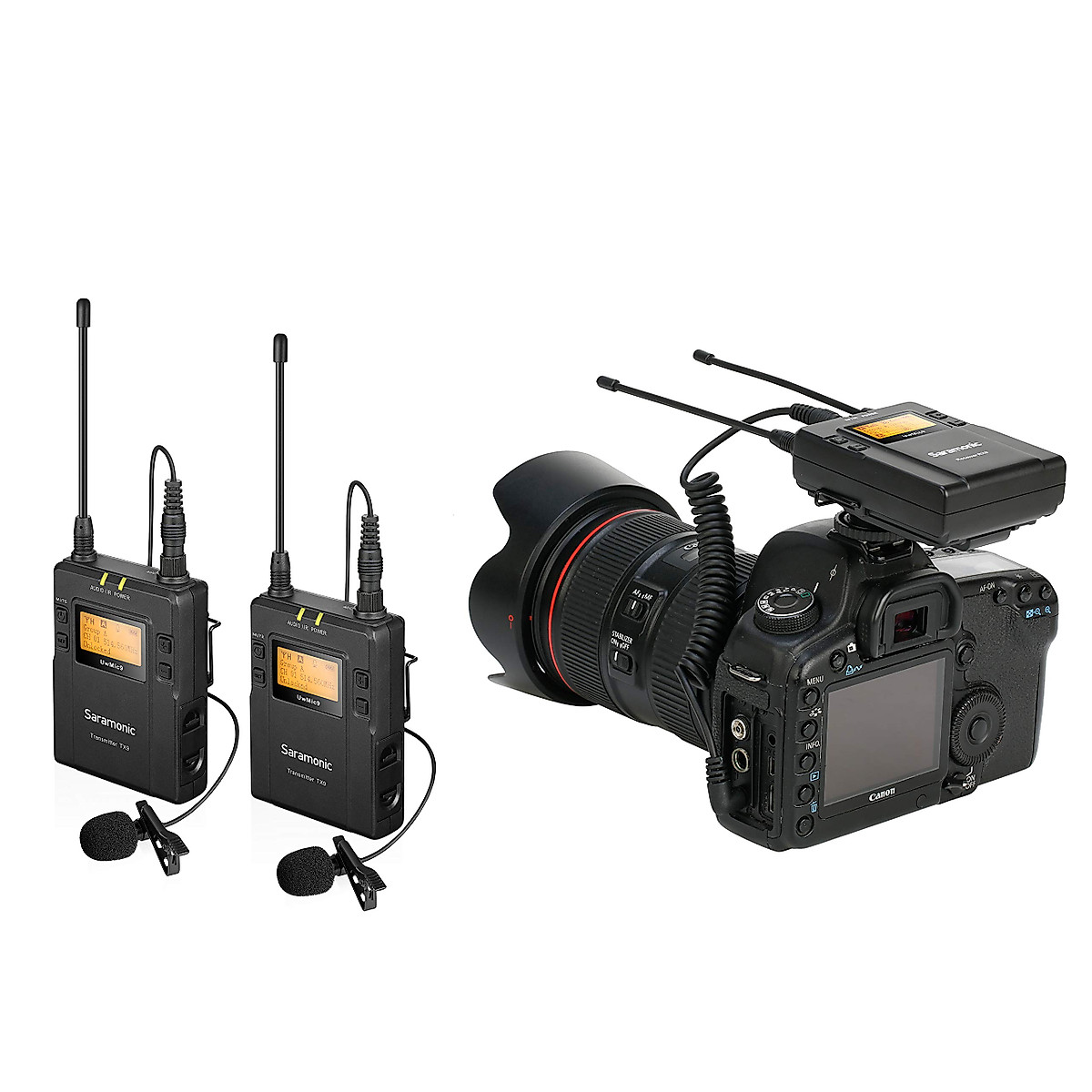 Saramonic UwMIC9 96-Channel Digital UHF Wireless Dual Lavalier Microphone System, Includes 2x TX9 Bodypack Transmitter and RX9 Portable Receiver