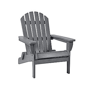 Keter Willoughby Folding Adirondack Chair with Weatherproof Finish, Outdoor Furniture for Entertaining by The Pool, Patio, and Fire Pit, Easy Assembly for Sturdy and Steady Outdoor Seating, Gray