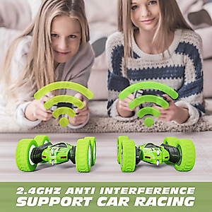 Tecnock Remote Control Car, RC Cars Double Sided 360° Rotating Car Toys, Gesture Sensing RC Stunt Car with Headlights Wheel Lights, Ideal Gifts for Boys Girls