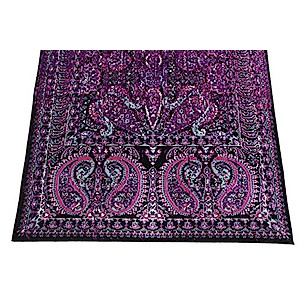 Unique Loom Imperial Collection Paisley, Distressed, Border, Vintage, Modern, Abstract Area Rug, 3 ft x 9 ft 10 in, Lilac/Black