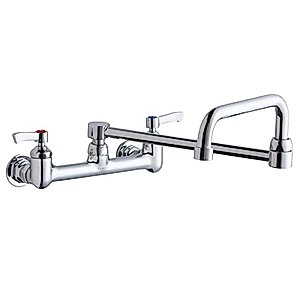 Elkay Foodservice LK940DS20L2H 8" Centerset Wall Mount Faucet with 8" Double Swing Spout and 2" Lever Handles