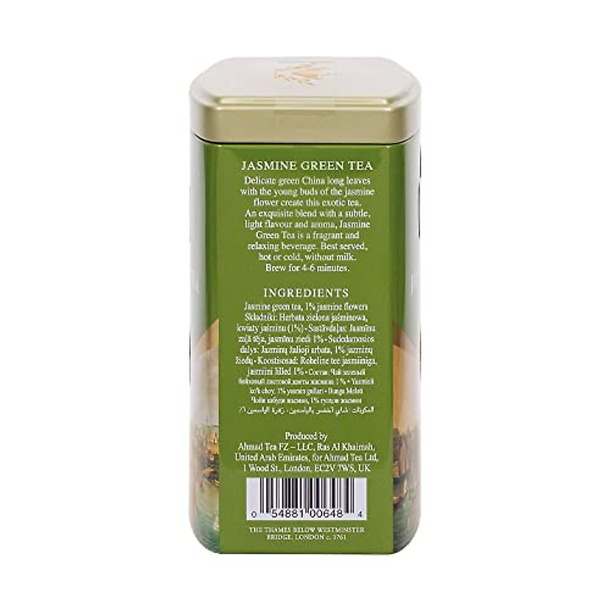 Ahmad Tea Black Tea, Jasmine Black Tea Loose Leaf, Metal Tin 100g - Caffeinated and Sugar-Free
