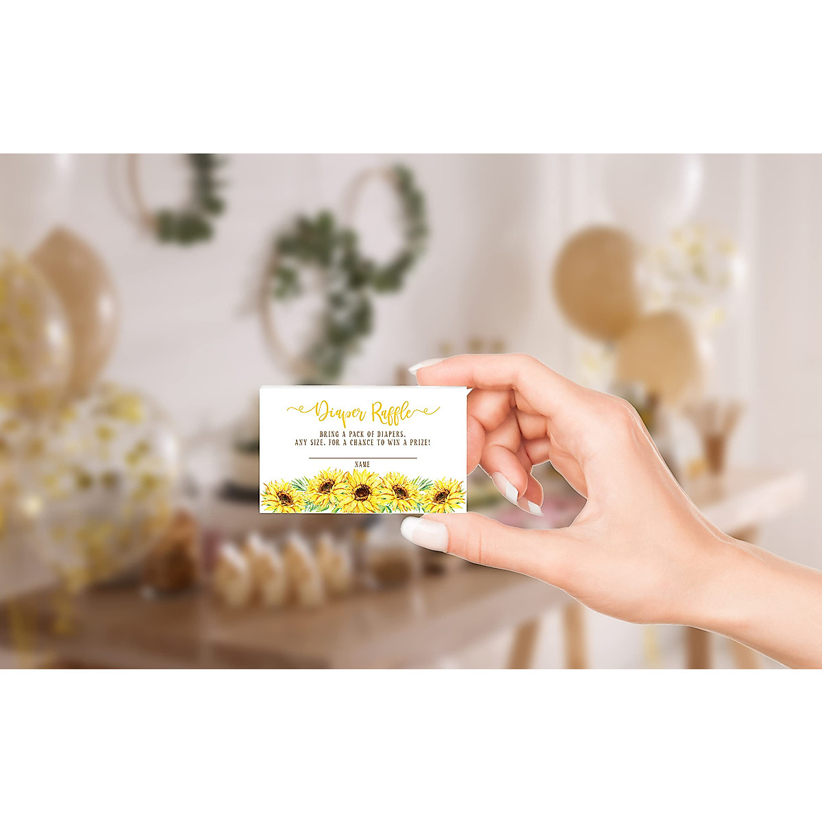 Your Main Event Prints Sunflower Girl Baby Shower Invitations, Yellow Floral Baby Shower Invites with 20 Invitations, with diaper raffles.