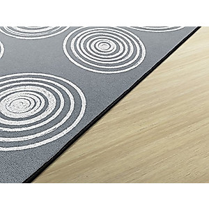 Flagship Carpets Circles Abstract Educational Area Rug for Kids Room Seating Décor, Children's Classroom, Play Carpet for Teaching and Playroom, Seats 24, 7'6" x 12', White & Grey