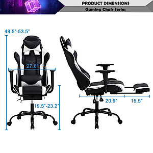 PC Gaming Chair Computer Chair Office Gaming Chairs for Adults, Gamer Chair Racer Gaming Chair PU Leather Recliner w/Lumbar Support, Cheap Gaming Chair for Kids or Adults