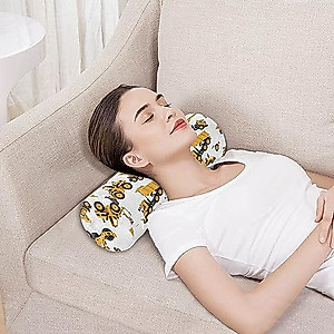 Vnurnrn Truck Car White Neck Support Pillow Round Neck Roll Bolster Cylinder Pillow Cervical Pillows Bolster Pillow for Leg Knee Back Head Support for Adults Bedroom Camp Work