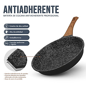 KOCHSTELLE Non Stick Fry Pan, Granite, 10", Black