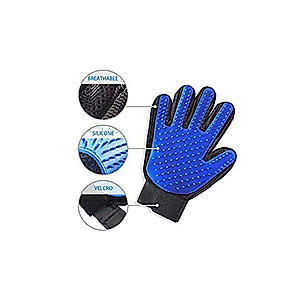 [Upgrade version]Pet Grooming Glove- Efficient Pet Hair Remover gloves- Gentle Deshedding Brush- Massage glove with Enhanced Five Finger Design- Perfect for Dogs & Cats with Long & Short Fur - 1 Pair