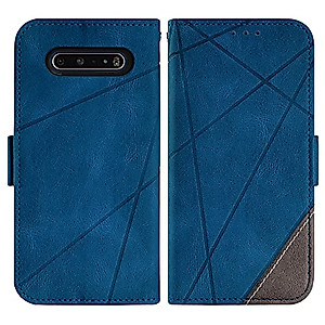 Asuwish Compatible with LG V60 ThinQ V60ThinQ 5G G9 Thin Q Wallet Case and Tempered Glass Screen Protector Leather Flip Cover Card Holder Cell Accessories Phone Cases for LGV60 V 60 60ThinQ 60V Blue
