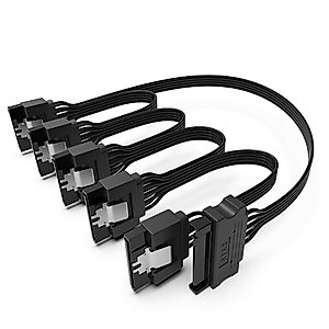 QIVYNSRY SATA Power Splitter Cable Straight SATA 15 Pin Male to 5 Female Power Splitter Extension Cable Serial ATA Power Cable Splitter Hard Drive Power Cable (50cm+10cm+10cm+10cm+10cm)