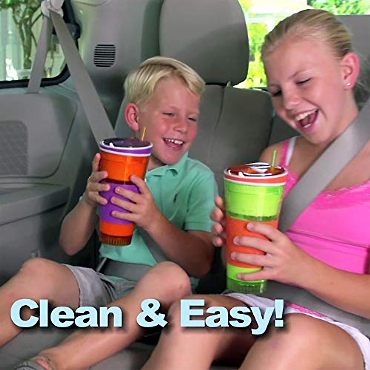 Snackeez Travel Snack & Drink Cup with Straw, Pink, Large (Pack of 1)