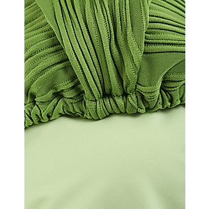 ZAFUL Bikini Bathing Suit for Women Halter 2 Piece Bikini Sets Adjustable Self Tie Strings Removable Pads Swimsuit Green L