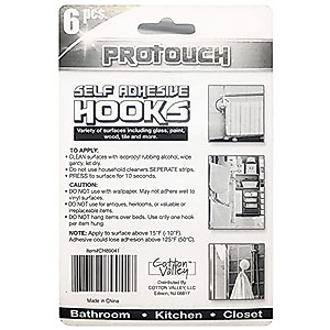 6 Piece Self Adhesive Hooks, Bathroom, Kitchen, Storage