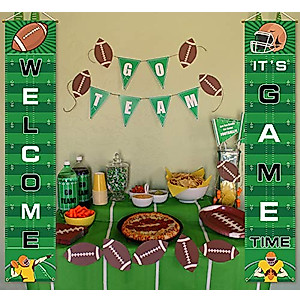 Football Banner Welcome Porch Sign Decorations - Game Day Sports Door House Party Decor Supplies