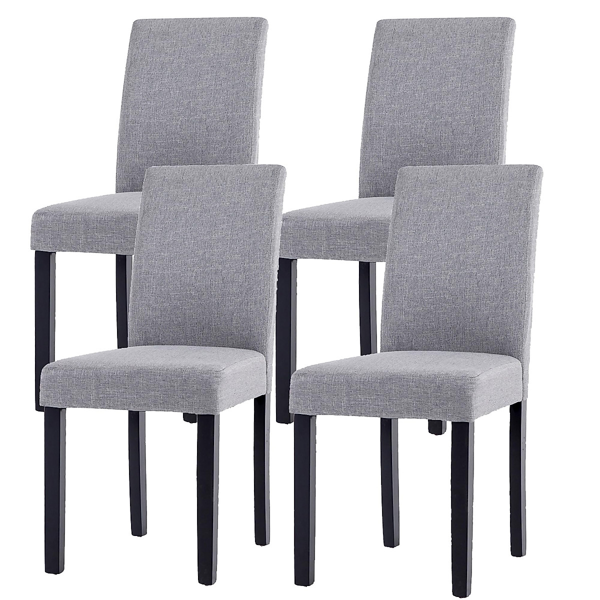 IULULU Dining Chairs Set of 4 Upholstered Linen High-Back, Grey