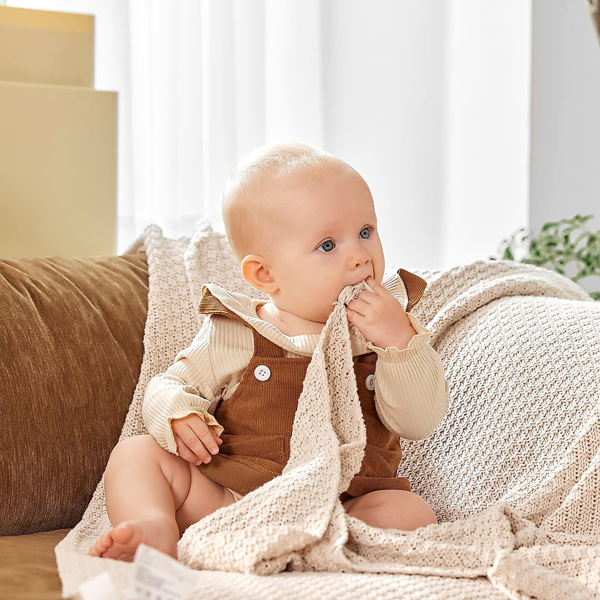 Weixinbuy Baby Girl Clothes Set Long Sleeve Ribbed Romper Top Pocket Suspender Skirt Newborn Girl Dresses Outfits