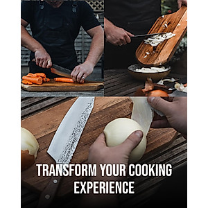 The Cooking Guild Serbian Cleaver Knife - 7.8 Inches - Grizzly Series - Japanese High Carbon Stainless Steel Butcher Knife - Rosewood Handle Meat Cleaver Knife