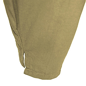 perdontoo Mens Linen Cotton Loose Fit Casual Lightweight Elastic Waist Summer Pants (Medium, Olive)