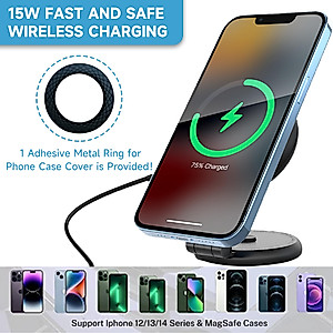 MEHIDFY Magnetic Wireless Car Charger Mount for Tesla Model 3/X/Y/S, 15W Fast Charging Foldable Tesla Phone Holder, Compatible with MagSafe Case and iPhone 12/13/14 Pro Max Mini, 360° Rotation
