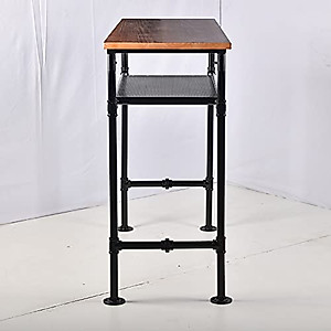 Diwhy 5 Piece Bar Table and Barstool Set Industrial Rectangular Pipe Dining Pub Bar Table and Kitchen Counter Height Adjustable Stool with Backrest Black (1 Table + 4 Chairs)