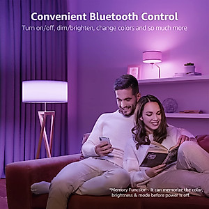 LE Color Changing Light Bulbs, Bluetooth Smart LED Bulb, Dimmable via App, 60 Watt Equivalent, 2700K-6500K Tunable White, A19 E26 RGB Bulb for Bedroom Home Party and More, 2 Pack