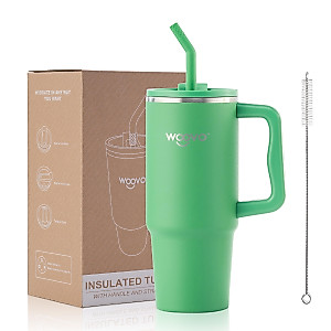 30 oz Tumbler with Handle and Straw, Insulated Cup with Straw and Lid, BPA Free Double Wall Stainless Steel Tumbler Stay Cold, Water Bottle with Handle for Adults, Forest Green