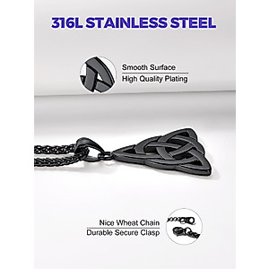 Richsteel Triquetra Celtic Knot Pendant Necklace for Men Women Stainless Steel Irish Knot Amulet Jewelry