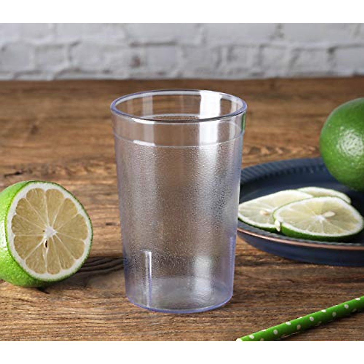 New Star Foodservice 46649 Tumbler Beverage Cup, Stackable Cups, Break-Resistant Commercial SAN Plastic, 8 oz, Clear, Set of 12