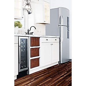 Summit Appliance SWC1224B Commercially Approved 12" Wide Built-in Undercounter Wine Cellar Designed for the Display and Refrigeration of Beverages with Digital Thermostat and LED Lighting
