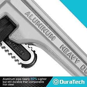 DURATECH 3-Piece Heavy Duty Aluminum Straight Pipe Wrench Set, 10", 14", 18", Adjustable Plumbing Wrench Set, Drop Forged, Exceed GGG standard
