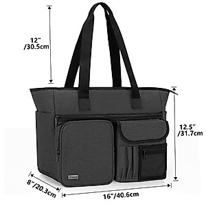 Trunab Nurse Tote Bag for Work with Padded 15.6” Laptop Sleeve, Black