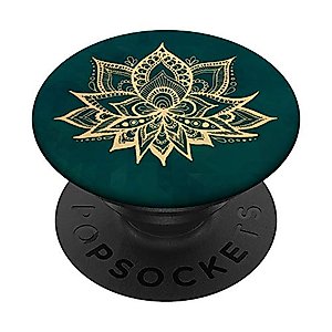 Emerald Green Lotus Flower Boho Modern Yoga Floral PopSockets Swappable PopGrip