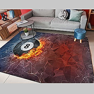 ALAZA Billiard Ball Fire Water Non Slip Area Rug 4' x 5' for Living Dinning Room Bedroom Kitchen Hallway Office Modern Home Decorative