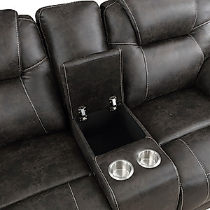 Lexicon Recife Polished Microfiber Double Reclining Loveseat, Chocolate