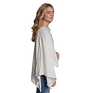 Carolina Grace by Alashan Lightweight & Super Soft Cashmere Blend Poncho- Great Gift Item! 95% Cotton/5% Cashmere Blend - One Size Fit - White