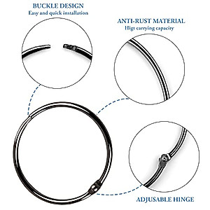 Black 24 Pack, MOVNO Shower Curtain Rings, Rustproof Decorative Shower Curtain Hooks Metal Round Shower Ring Hooks for Bathroom Shower Rod