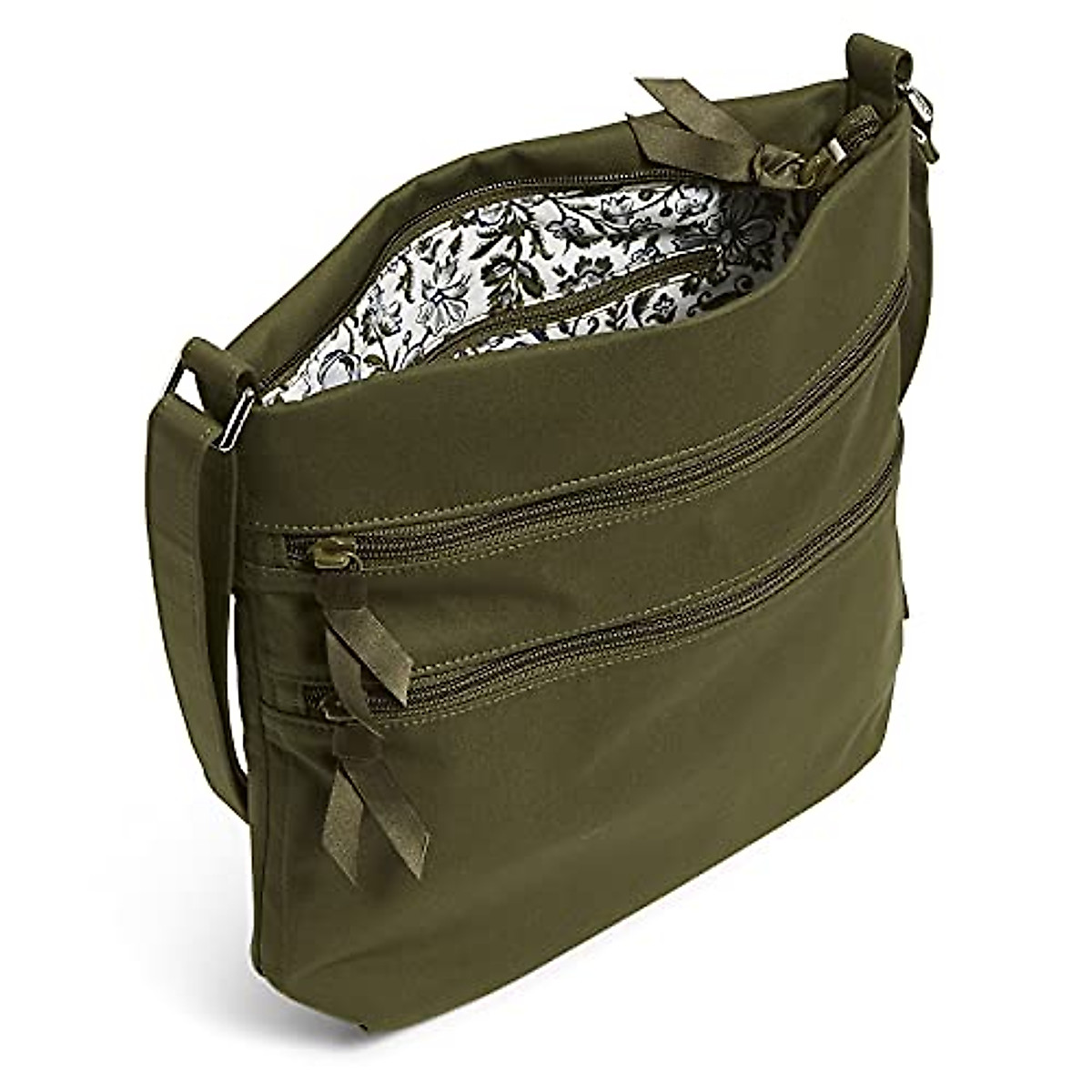 Vera Bradley Women's Cotton Triple Zip Hipster Crossbody Purse, Climbing Ivy Green, One Size