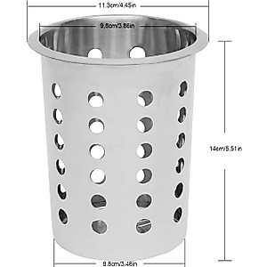 MYOYAY Commercial 8 Cups Stainless Steel Cylinder, Silverware Caddy Commercial 8 Holes Utensil Holder Stainless Steel Flatware Organizer Restaurant Flatware Cylinder Holder